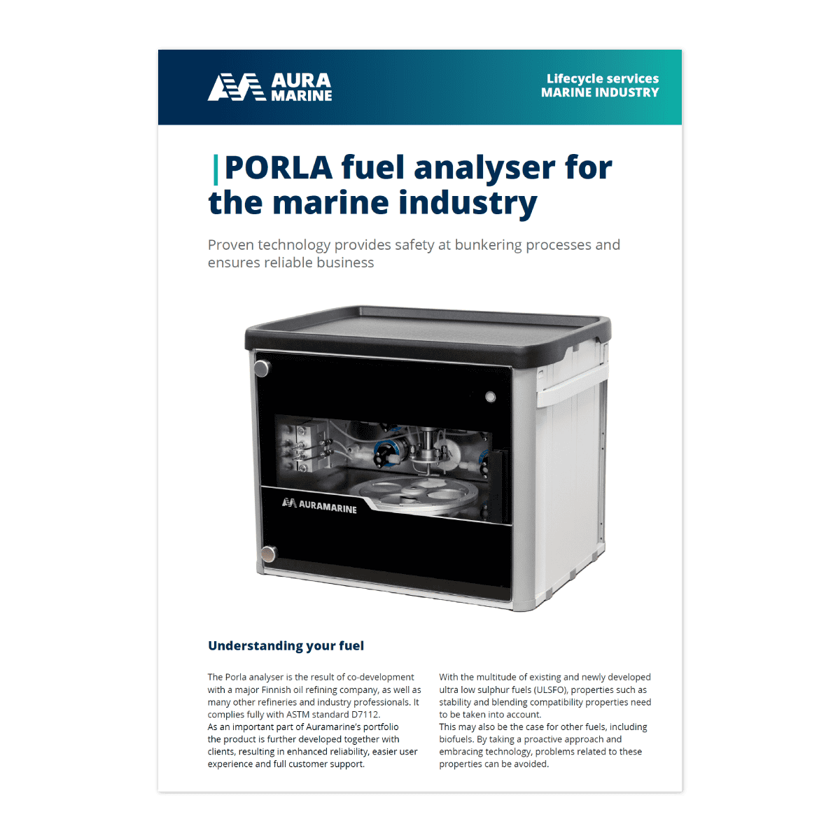Porla Analyser For The Maritime Industry New Brochure Auramarine